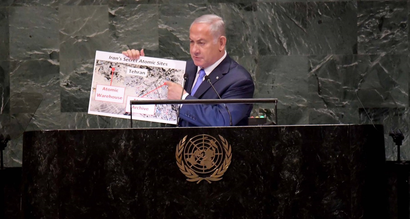 Netanyahu at UN delivers new bombshell about secret Iranian "atomic ...