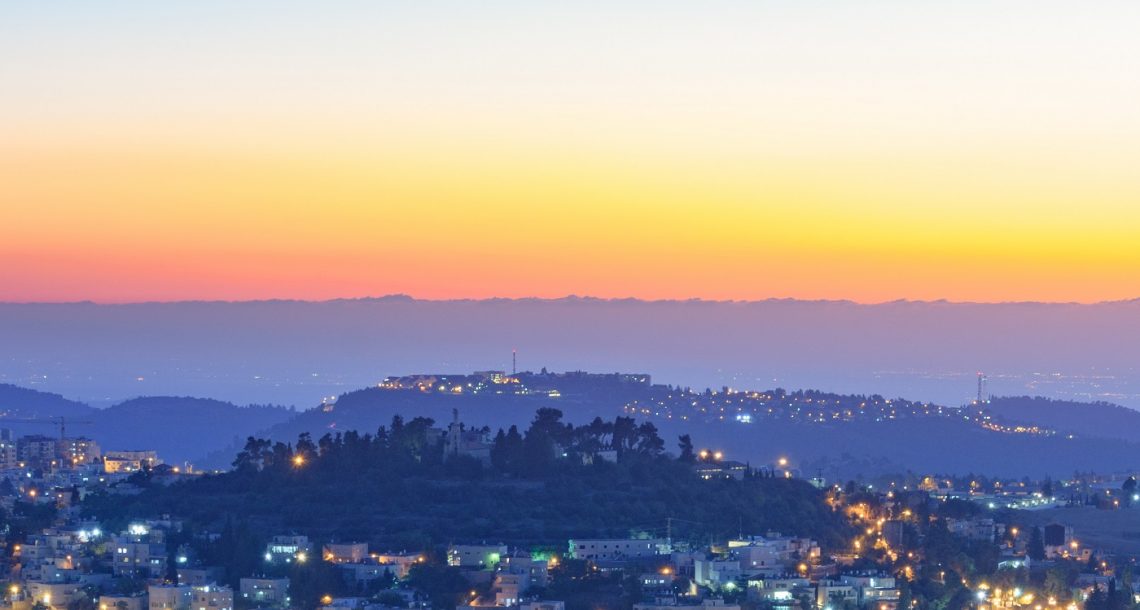 Jerusalem Mountains at the sunset blue hour