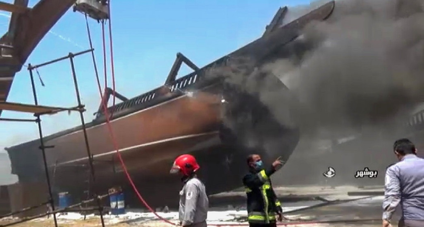 Seven ships catch fire in Iranian port near Iranian nuclear plant